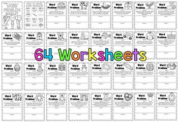 Addition & Subtraction Word Problem Worksheets - Kindergarten First ...