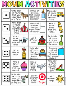 FREE Nouns Literacy Center - Roll an Activity - My Teaching Pal