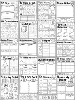 First Grade 2D and 3D Shapes Worksheets - My Teaching Pal
