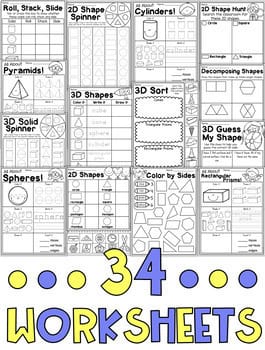 First Grade 2D and 3D Shapes Worksheets - My Teaching Pal