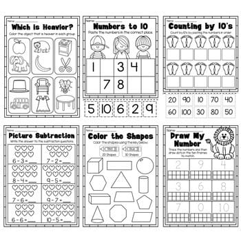 Kindergarten Math Printable Worksheet Pack - NO PREP - My Teaching Pal