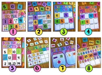 Kindergarten Math Stations - Counting, Addition, Subtraction, Shapes ...