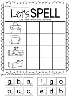 Let's Spell Spelling Printable Worksheet Pack - Short Vowels CVC - My ...