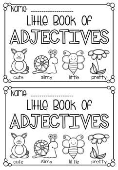 Little Book of Adjectives - Half Page Printable Worksheet Booklet - My ...