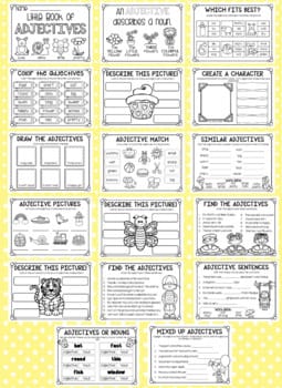 Little Book of Nouns, Verbs and Adjectives - Half Page Booklets Bundle ...