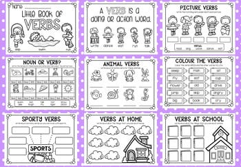 Little Book of Verbs - Half Page Printable Worksheet Booklet - My ...