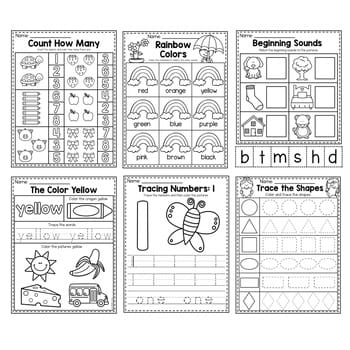 Preschool Worksheets - Math and Literacy Learning Packet - Distance ...