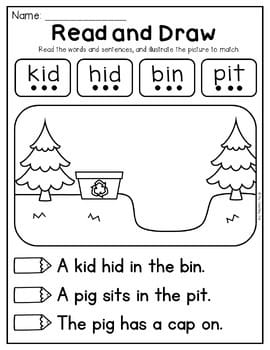 Read and Draw CVC Worksheets - Kindergarten Comprehension - My Teaching Pal