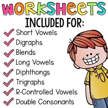 Read and Find Phonics I Spy Worksheets - CVC, Long Vowels, Digraphs and ...