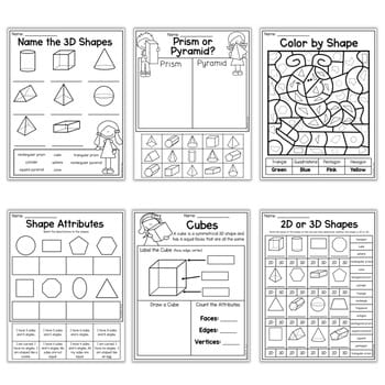 Second Grade 2D and 3D Shapes Worksheets - My Teaching Pal