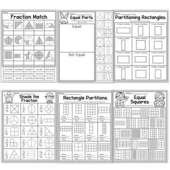 Second Grade Fractions and Partitioning Worksheets - My Teaching Pal