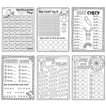 Multiplication Worksheets and Activities - 8 Times Tables - My Teaching Pal