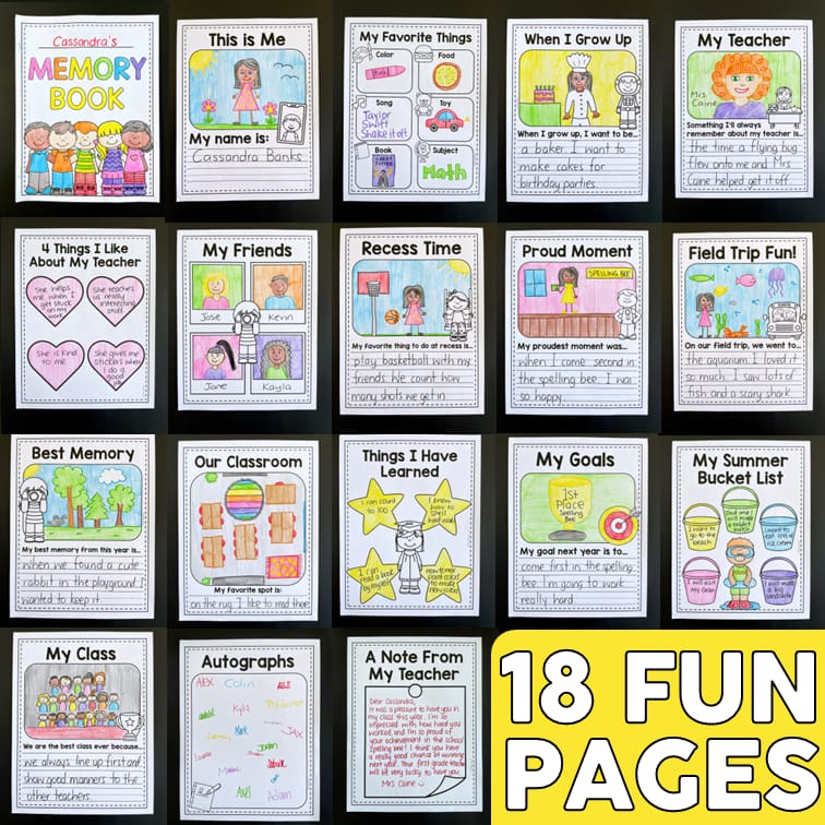 End of Year Memory Book - End of Year Activity - Kindergarten, First ...