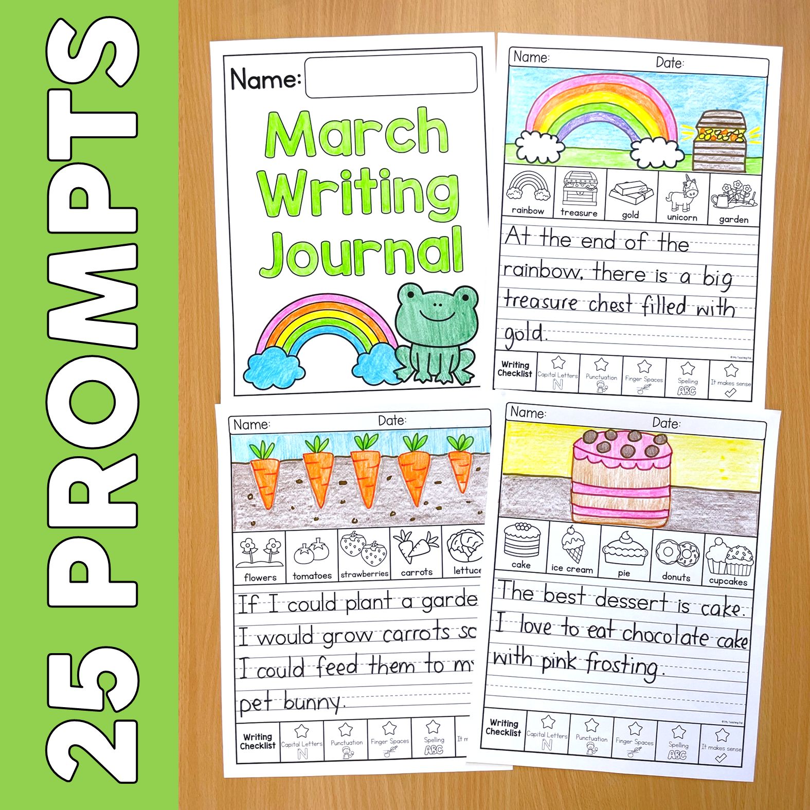 March Writing Prompts - Kindergarten & First Grade Writing Journal ...