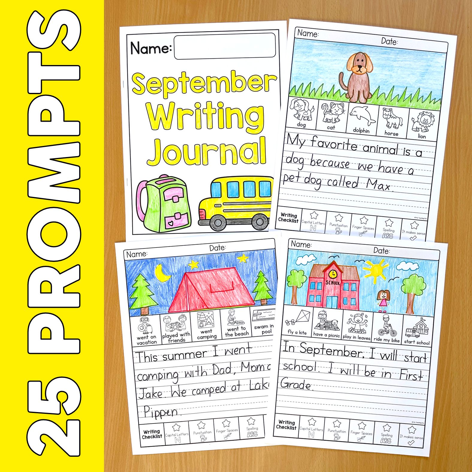 September Writing Prompts - Kindergarten & First Grade Journal - Back ...