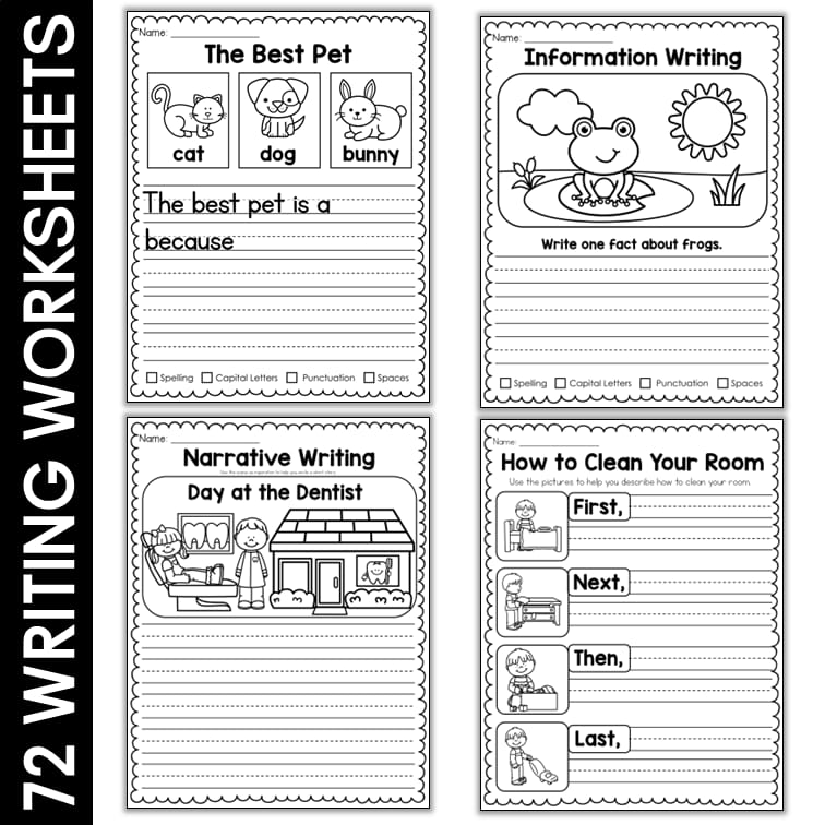 Kindergarten Writing Worksheets - MEGA PACK - Opinion, Sequence ...