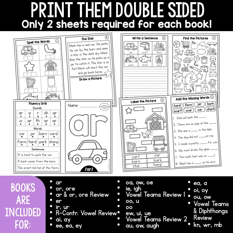 R-Controlled Vowels, Vowel Teams, Diphthongs Phonics Books - SoR ...