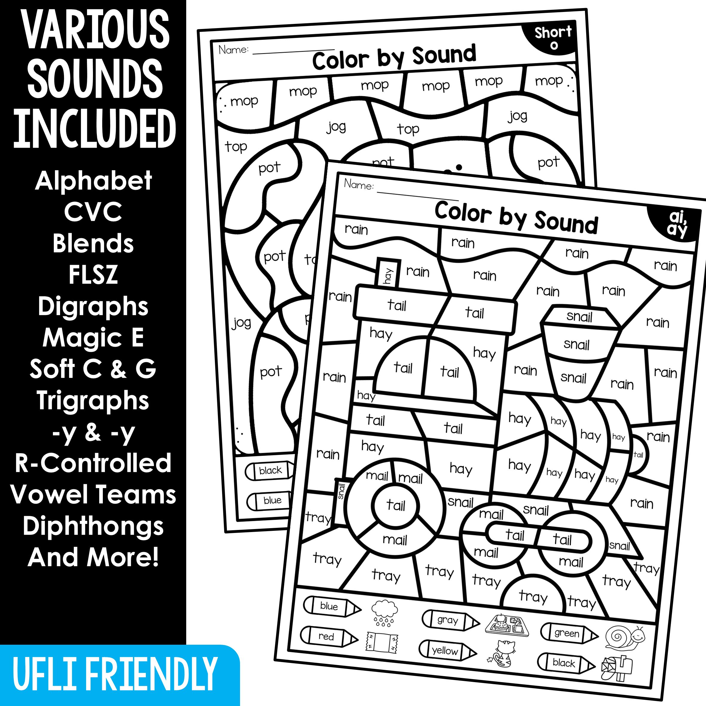 Color By Code Phonics Worksheets - Color by Sound with Decodable Words ...