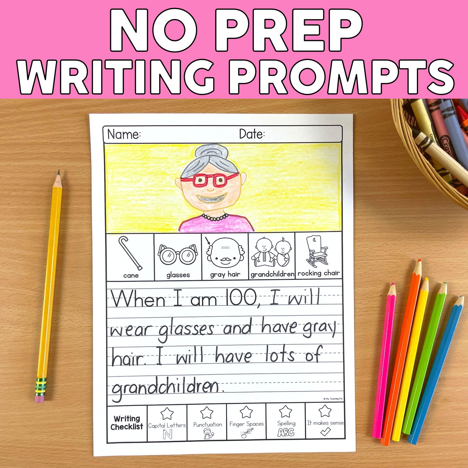 February Writing Prompts - Kindergarten & First Grade Writing Journal ...