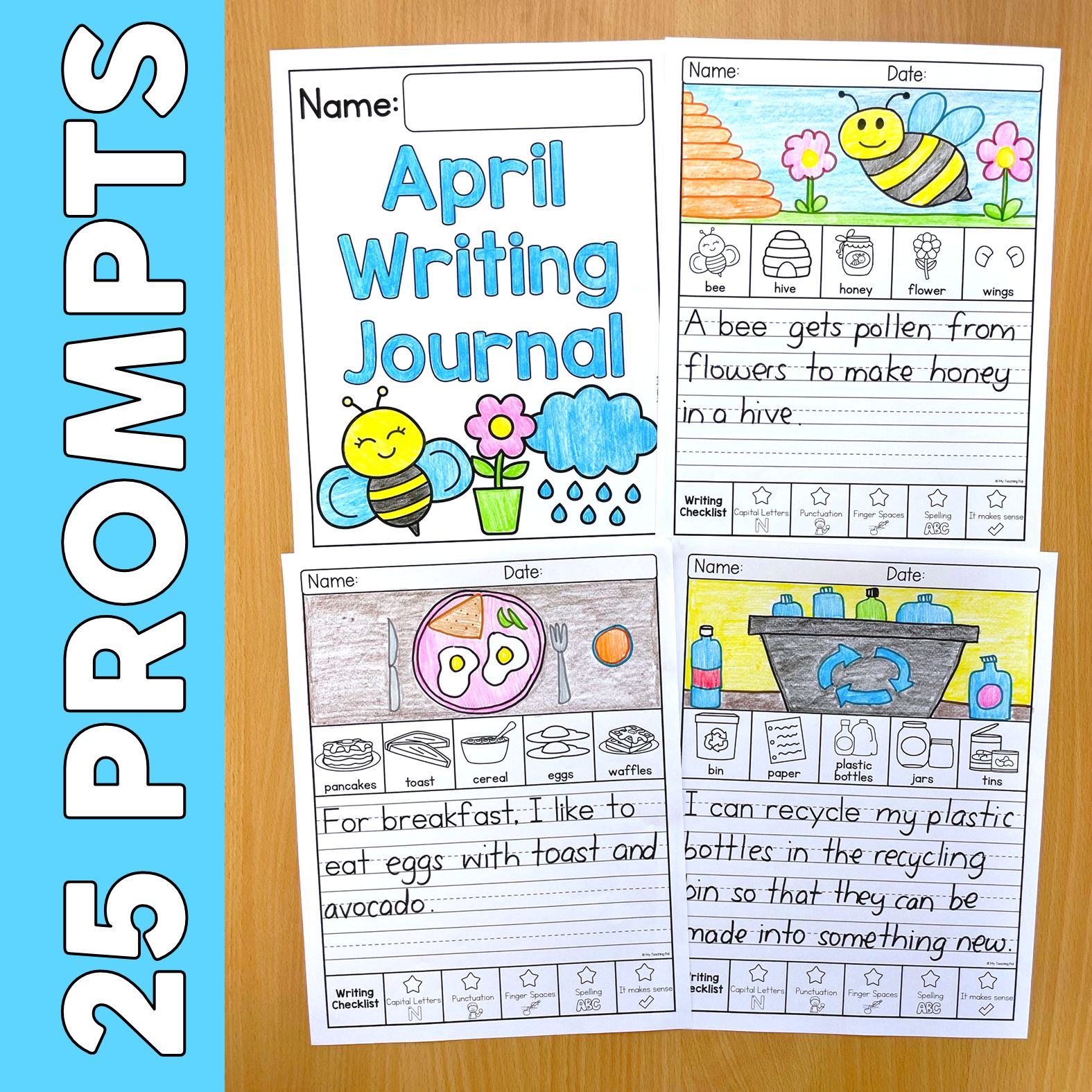 April Writing Prompts - Kindergarten & First Grade Writing Journal ...
