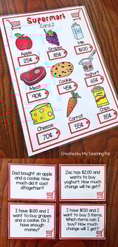 Money Word Problem Task Cards - Grocery Shopping Theme - My Teaching Pal