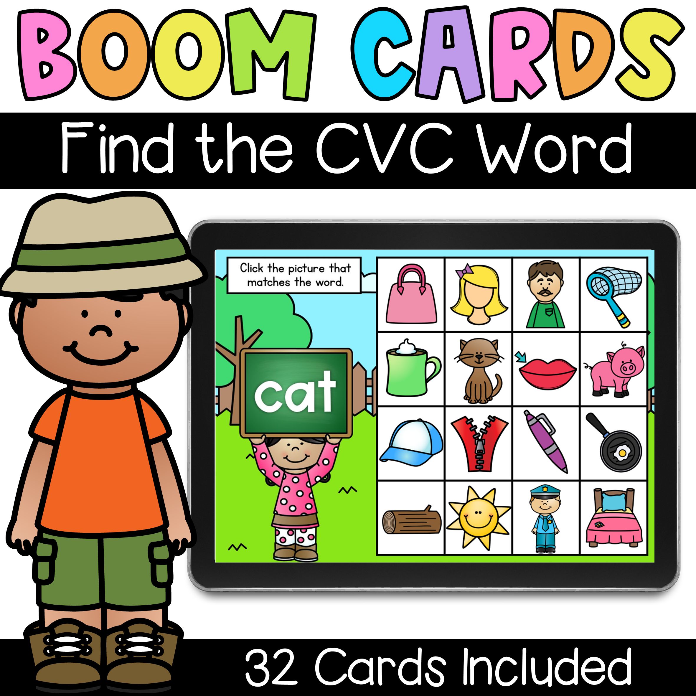Find the CVC Word - Digital Task Cards - Boom Cards - My Teaching Pal