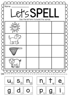 Let's Spell Spelling Printable Worksheet Pack - Short Vowels CVC - My ...