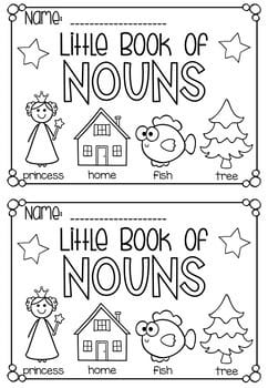 Little Book of Nouns - Half Page Printable Worksheet Booklet - My ...