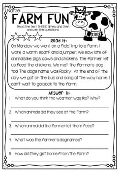 Reading Comprehension Passages - First Second Grade - My Teaching Pal