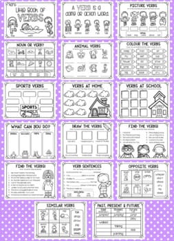 Little Book of Nouns, Verbs and Adjectives - Half Page Booklets Bundle ...