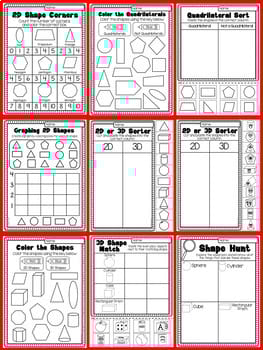 2D and 3D Shapes Worksheet Pack - NO PREP - My Teaching Pal
