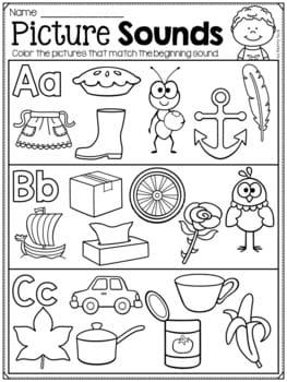 Beginning Sounds Pack - Worksheets and Gumball Game - My Teaching Pal