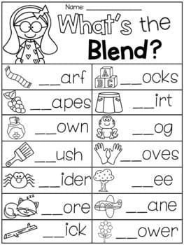 Blends Worksheets - S Blends, L Blends, R Blends - My Teaching Pal