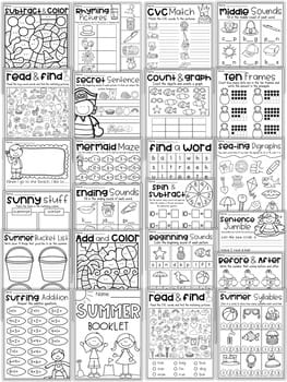 End of Year Kindergarten Booklet - Summer Themed Worksheets - My ...
