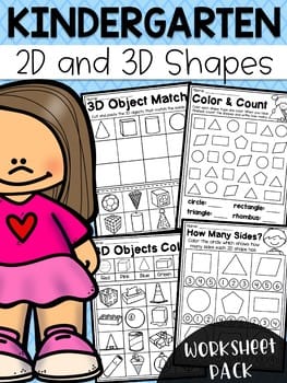 Kindergarten 2D and 3D Shapes Worksheets - My Teaching Pal