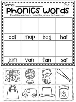 Match a Word Phonics Worksheets - CVC, Long Vowels, Digraphs, Blends ...