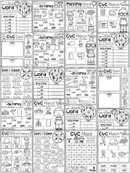 Short a CVC Worksheet Pack with a Bonus Literacy Center - My Teaching Pal