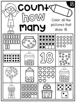 Numbers to 20 Worksheets - Count and Color Numbers - My Teaching Pal