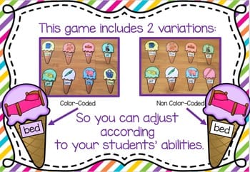 Ice-Cream Word Match Game - Literacy CVC - My Teaching Pal
