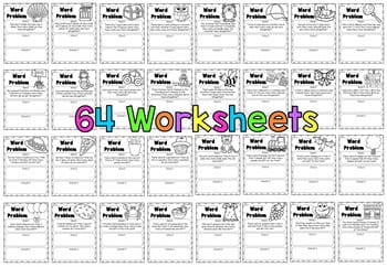 Addition & Subtraction Word Problem Worksheets - Kindergarten First ...