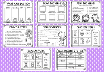 Little Book of Verbs - Half Page Printable Worksheet Booklet - My ...