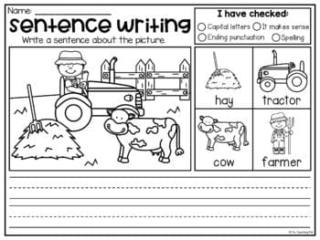 Fall Sentence Writing Worksheets - My Teaching Pal