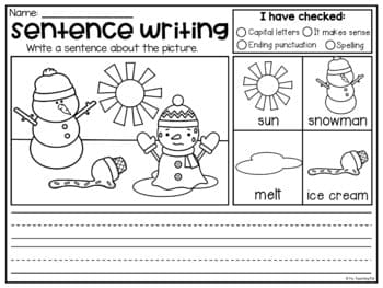 Winter Sentence Writing Worksheets - My Teaching Pal