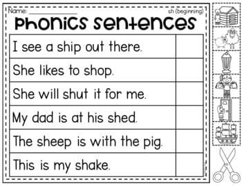 Phonics Sentences Worksheets - CVC, Long Vowels, Digraphs, Blends ...