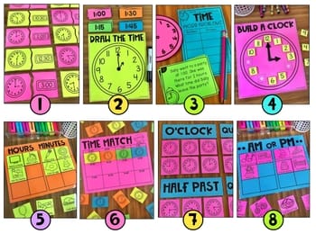 Time Math Stations - Hour, Half Hour and Quarter Hour - My Teaching Pal