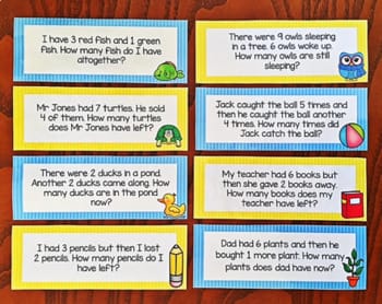 Math Word Problem Task Cards to 10 - My Teaching Pal