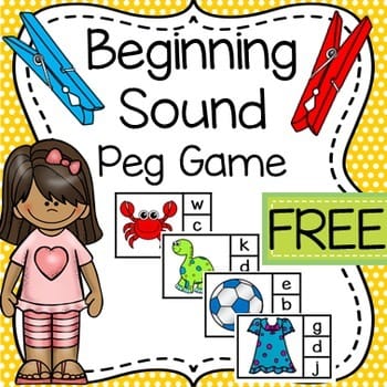FREE Beginning Sounds Peg Game - My Teaching Pal