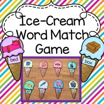 Ice-Cream Word Match Game - Literacy CVC - My Teaching Pal