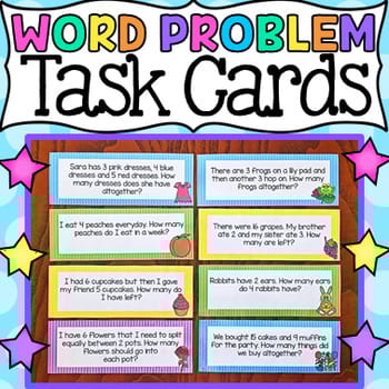 Math Word Problem Task Cards - Addition, Subtraction, Division ...