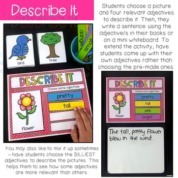 Adjectives Activities - Parts of Speech Centers - My Teaching Pal